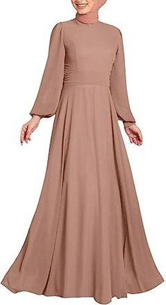 Generic 2026 Robes amincissantes pour femmes manches musulmanes longues v&ecirc;tements de pri&egrave;re l&acirc;che temp&eacute;rament, rose, XXL