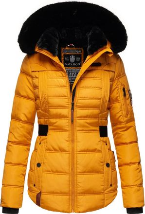 Navahoo Designer Damen Winter Jacke Steppjacke Winterjacke Stepp gesteppt B844 [B844-Melik-Gelb-Gr.S]