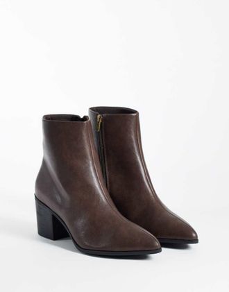 Asos bottines Chelsea &agrave; talons marron