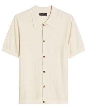 Marc O'Polo Garment Dyed Strick-Kurzarmhemd mit Schattenstreifen in