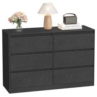 Vasagle Kommode mit 6 Schubladen, Komodenschrank, Schubladenschrank, W&auml;schekommode, f&uuml;r Schlafzimmer, 40 x 119,4 x 75 cm, Modern Kailyn Kollektion, ebenholzsc