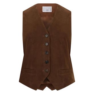 Giuseppe Di Morabito Femme, Vestes, Brun, Taille: 38 FR Suede Vest
