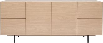 Miliboo Design-Sideboard aus hellem Eichenfurnier und schwarzem Metall, 2 T&uuml;ren, 4 Schubladen B180 cm Alaska