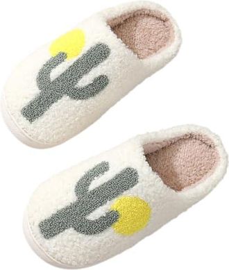 Holibanna Pantoufles Fourr&eacute;es Femme et Homme &agrave; Semelle &Eacute;paisse Antid&eacute;rapante Pantoufles Chaudes dInt&eacute;rieur et dExt&eacute;rieur Motif Cactus Taille 40/41 pour Pieds 39