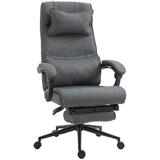 Vinsetto Chaise de bureau ergonomique et rembourr&eacute;e en hauteur r&eacute;glable avec accoudoirs, appuie-t&ecirc;te, repose-pieds et 5 roues, 66 x 69 x 115 - 123 cm, gris