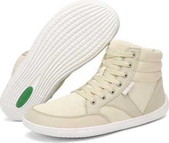 Saguaro Barfußschuhe Damen Herren - Barfuss Schuhe Damen Outdoor Barfusschuhe High-Top Barefoot Shoes mit Zero-Drop Sohle Beige, Gr.39