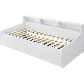 Vente-Unique Lit 90 x 200 cm avec rangements - Blanc - LUNOVICA