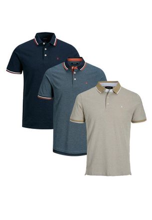 Jack & Jones Poloshirt 3er Pack Paulos - Slim Fit (Spar-Set, 3-tlg) Poloshirt - Baumwolle - Atmungsaktiv - Mit kleinem Markenlogo