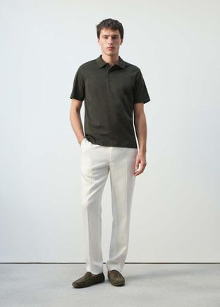 Mango Polo maille fine 100 % coton chocolat - Homme - XXL - MANGO MAN