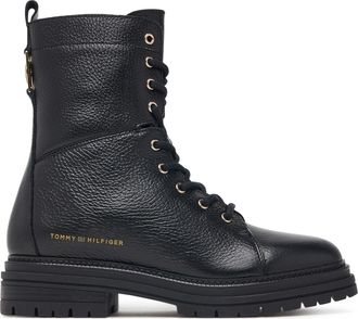 Tommy Hilfiger Schn&uuml;rschuhe Tommy Hilfiger Th Emboss Grain Leather Boot FW0FW09553 Schwarz