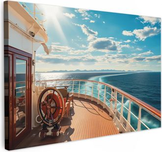 MuchoWow © Leinwandbild Groß 120x80 cm XXL Dekoration Wohnzimmer Bilder Aufhängen Wall Decoration Living Room Wohnungs Deko Moderne Maritime - Boot - Wasser - 