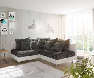 DELIFE Ecksofa Clovis Weiss Schwarz Ottomane Links Modulsofa, Design Ecksofas, Couch Loft, Modulsofa, modular