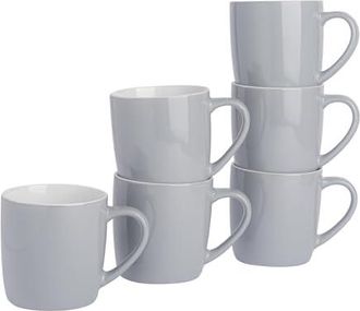 Argon Tableware Rink Drink Argon Tableware Lot de 6 Tasses &agrave; caf&eacute; color&eacute;es - Gris - 350 ML - Lot de 6 Tasses &agrave; th&eacute; en gr&egrave;s c&eacute;rame Brillant, Tasses &agrave; Latte, Cappuccino