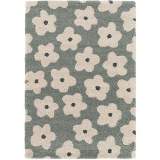 BOBOCHIC Bobochic - Tapis poils courts suzy motif fleur 160x230 Bleu