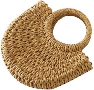 IFUNDOM Paquet &agrave; Main De Plage Demi-lune En Paille Tiss&eacute;e L&eacute;g&egrave;re Paquet &agrave; Bandouli&egrave;re Brun Pour Femmes &Eacute;l&eacute;gant Pour Sorties Plage Et &Eacute;t&eacute;