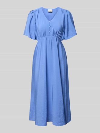 Ichi Midikleid aus Viskose-Mix mit V-Ausschnitt Modell Aniva