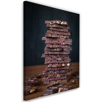 Feeby Leinwandbild XXL Schokolade Wandbild Kunst N&uuml;sse Dessert Braun 70x100 cm