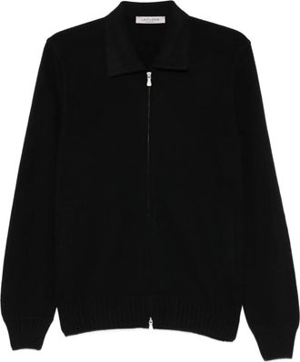 La Fileria cardigan en cachemire à bords fourrés - Noir