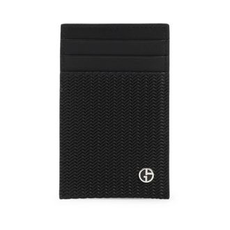 Giorgio Armani Homme, Accessoires, Noir, Taille: ONE Size Porte-cartes en Cuir Gaufr&eacute;
