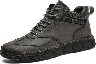 Generic Bottines en cuir pour homme - Couture &agrave; la main - Style d&eacute;contract&eacute; - Vintage - Lacets - Avec soutien de la vo&ucirc;te plantaire - Antid&eacute;rapantes - Imperm&eacute;