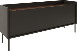 Selsey TV Lowboard 140 cm Modernes Lowboard Fernseher Kommode in Schwarz Laminat, Metallbeine, Matte Oberfl&auml;che TV Unterschrank f&uuml;r Wohnzimmer Elegantes TV-L