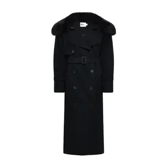 Self Portrait Twill Trenchcoat mit Fellkragen - - Coats - Damen - Schwarzk - XS