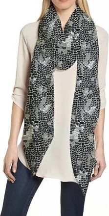 Lina & Lily Foulard Femme &agrave; Imprim&eacute; Crocodile (Gris)