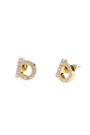 Ferragamo Womens Orecchini Crystaloro Glass Brass Earrings