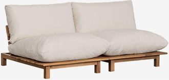 Sklum Sklum - 2-teiliges modulares Gartensofa mit Liegefunktion aus Brina-Akazienholz Creme-Beige