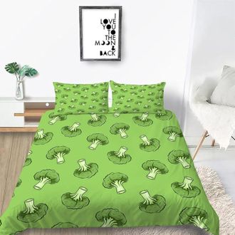 Generic Brokkoli Bettw&auml;sche 135x200 Gr&uuml;nes Muster Bettw&auml;sche Set, 3D Bettbezug Set Weich Microfaser Bettbez&uuml;ge 2 Teilig Gem&uuml;se Wendebettw&auml;sche f&uuml;r Einzelbett,