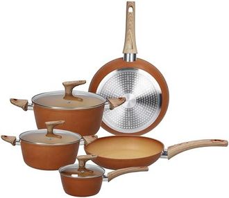 Tognana Traditional Stone Topf- und Pfannen-Set, 8-teilig, Aluminium, ockergelb