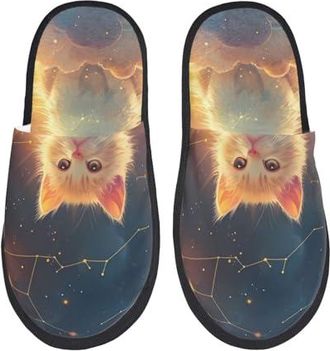 Generic Imprimé Chat Constellation Ciel Étoilé Pantoufle Maison Pantoufles Confort Chausson Pour Homme Intérieur Femme L