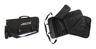 Arcos Trousse Couteaux - Couteaux Sac &agrave; Dos 9 pi&egrave;ces - Polyester 600D avec Recouvrement PVC 330 x 480 x 185 mm - Couleur Noir (Couteaux Non Inclus)
