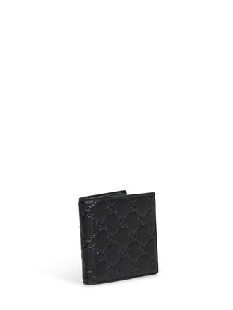 Gucci Mens Black Gg Emblem Bi-Fold Wallet Calf Leather & Cardholders