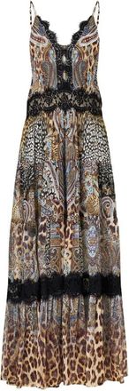 Camilla Femme, Robes, Multicolore, Taille: 38 FR Robe Trap&egrave;ze &Eacute;tag&eacute;e en Soie Avec Doublure - Istanbul Animalia