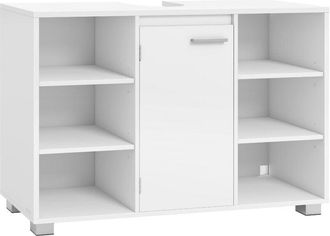 Vasagle Vasagle - Meuble sous Lavabo, Meuble de Salle de Bain, Armoire de Salle de Bain avec &Eacute;tag&egrave;res R&eacute;glables, Pieds, 30 x 90 x 60 cm, Blanc Nuage