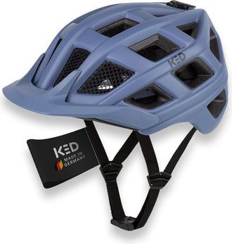 KED Cycling Crom Fahrradhelm F&uuml;r Mountainbike, Trekking Und Alltag Mit LED R&uuml;cklicht, FIDLOCK Verschluss, Insektenschutznetz Farbe: Blue Grey Matt | Gr&ouml;&szlig;e: 52-58 
