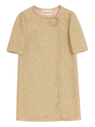 Valentino Garavani robe en tweed &agrave; coupe courte - Tons neutres