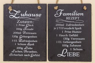 Boltze Schild H&auml;ngeschild Wandschild Schiefer Rezept f&uuml;r Zuhause oder Familie St&uuml;ckpreis