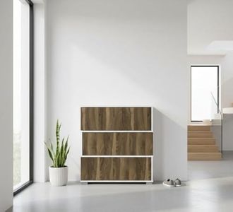 Dmora Schuhschrank Baten 90x30x93h cm Braun 18 Paar 3 T&uuml;ren, 3 F&auml;cher