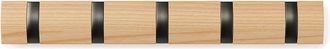 Umbra Flip Hook 5 Haken Natur/schwarz Holz Alu Hakenleiste Garderobenhaken - mit 5 Beweglichen Haken