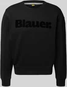 Blauer Sweatshirt mit Label-Print Modell Crosby