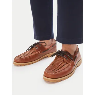 Tommy Hilfiger Halbschuhe Tommy Hilfiger Hilfiger Braided Lth Boat Shoe FM0FM05892 Braun