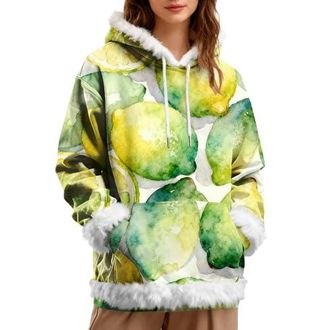 Generic Chandail &agrave; capuche &agrave; &eacute;paules tombantes pour femmes | Chandail &agrave; capuche &agrave; manches longues pour femmes, coupe d&eacute;contract&eacute;e, vert clair, 3XL