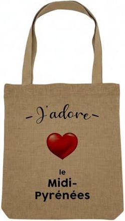 Fabulous Sac Shopping Tote Bag Aspect Lin - Jadore Le Midi Pyrenees Region de France Toulouse - Sac de Courses Toile Epaisse 360g Beige Naturel Cabas Port&eacute; Epa