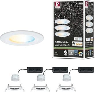 Paulmann 92442 LED Einbauleuchte Nova Coin IP44 rund 78mm Tunable White 3x6W 3x530lm 230V Weiß matt Alu Druckguss