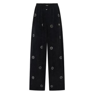 Philipp Plein Chenille Skater Fit Trainingshose Monogramm Strass - - Trousers - Damen - Schwarzk - L