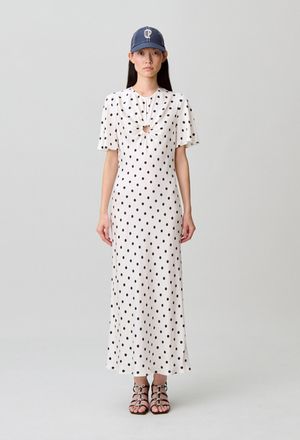 Claudie Pierlot Robe longue satin&eacute;e &agrave; pois