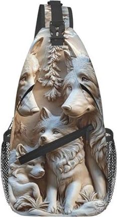 Generic Sac &agrave; dos 3D avec ceinture de loup effet pierre - Sac &agrave; bandouli&egrave;re de voyage pour homme - Sac &agrave; dos de randonn&eacute;e