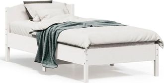 vidaXL Cadre de lit avec t&ecirc;te de lit blanc 75x190cm bois de pin massif